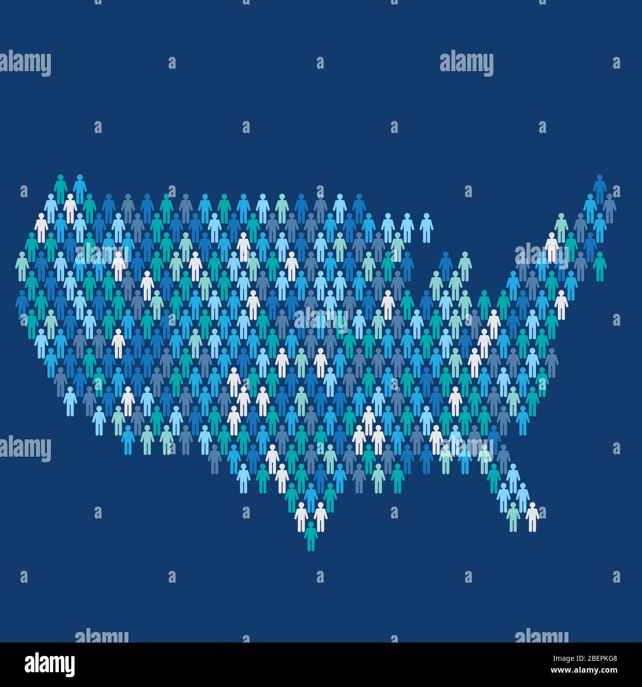 USA population infographic. Map made from stick figure people Stock ...