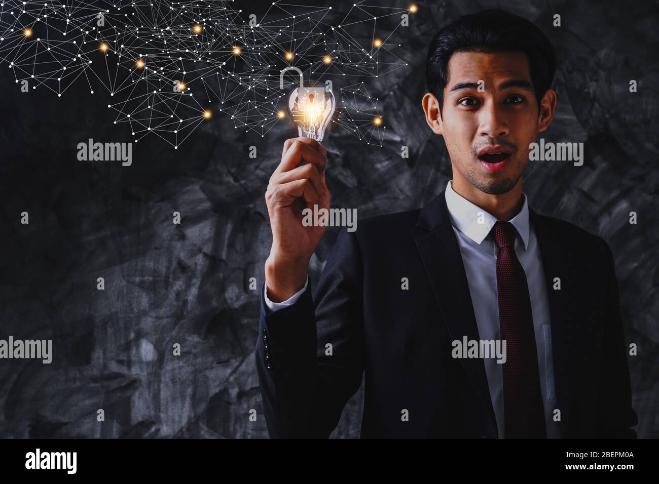 Unlock idea and access to success in global business, Businessman ...