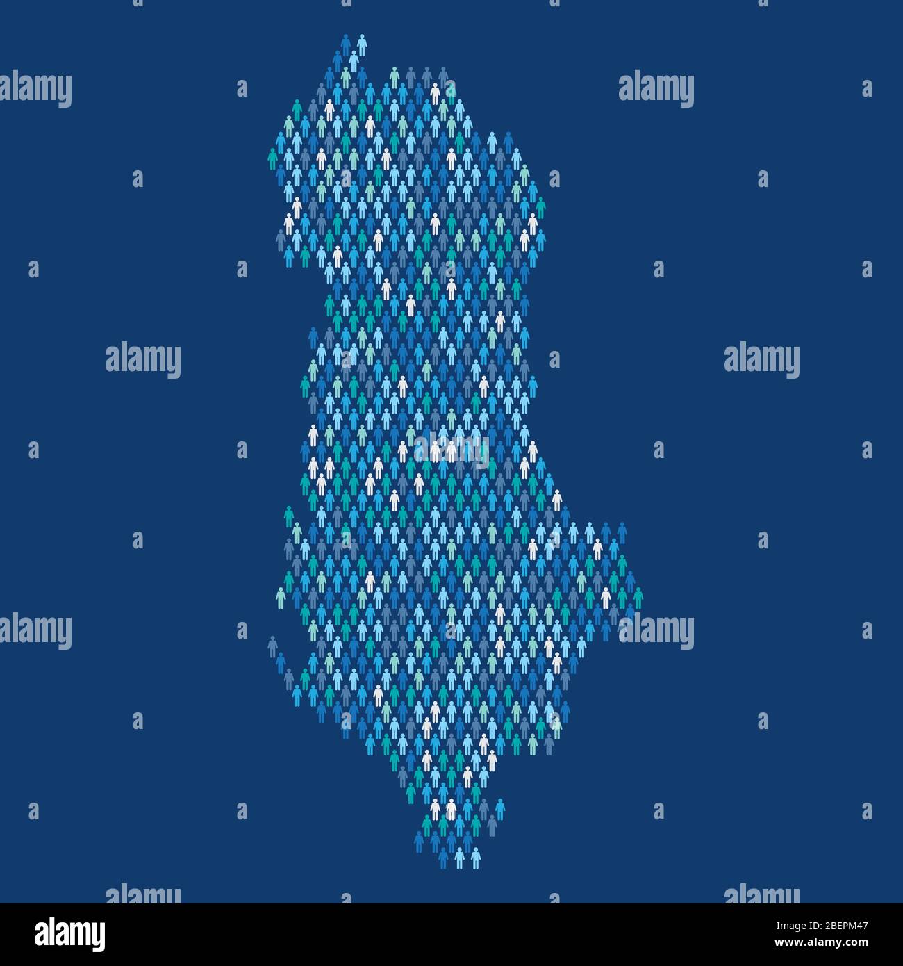 Albania population infographic. Map made from stick figure people Stock ...