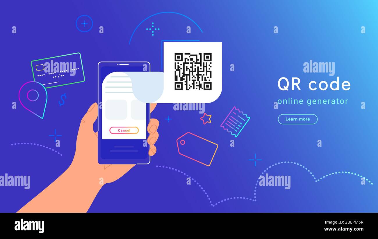 QR code and payment by credit card, shopping and billing. Vector ...