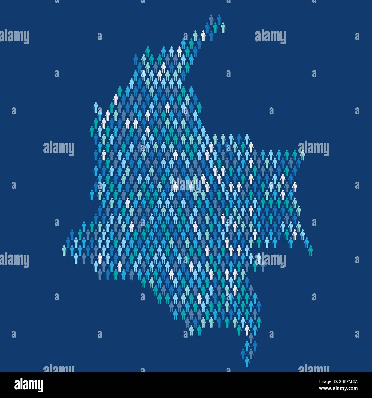 Colombia population infographic. Map made from stick figure people ...