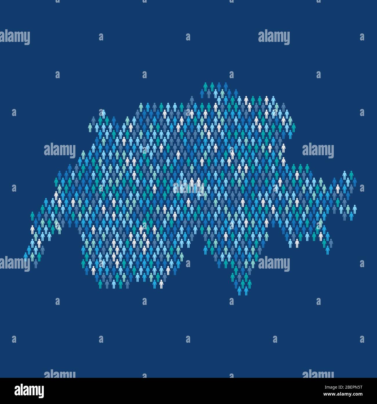Switzerland population infographic. Map made from stick figure people ...
