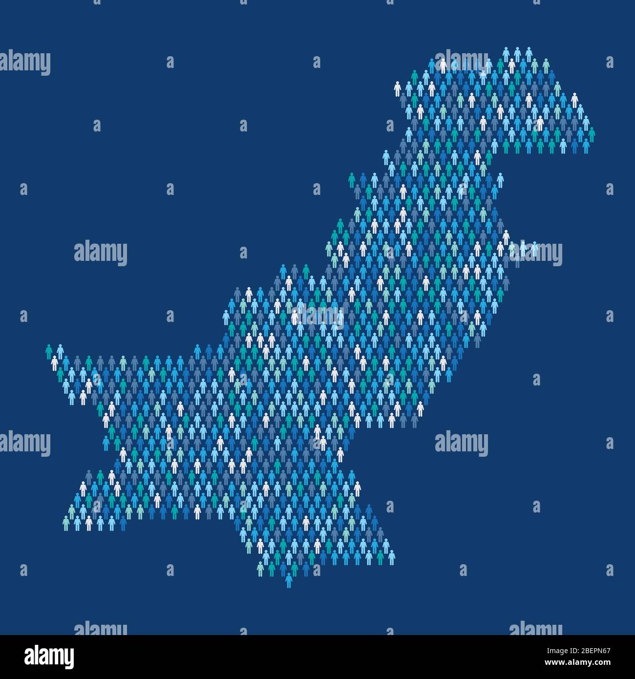 Pakistan population infographic. Map made from stick figure people ...