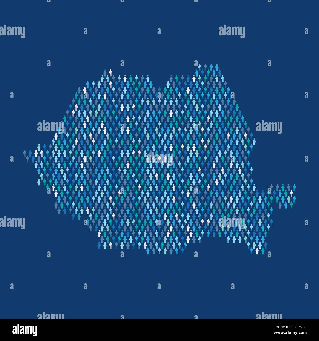 Romania population infographic. Map made from stick figure people Stock ...