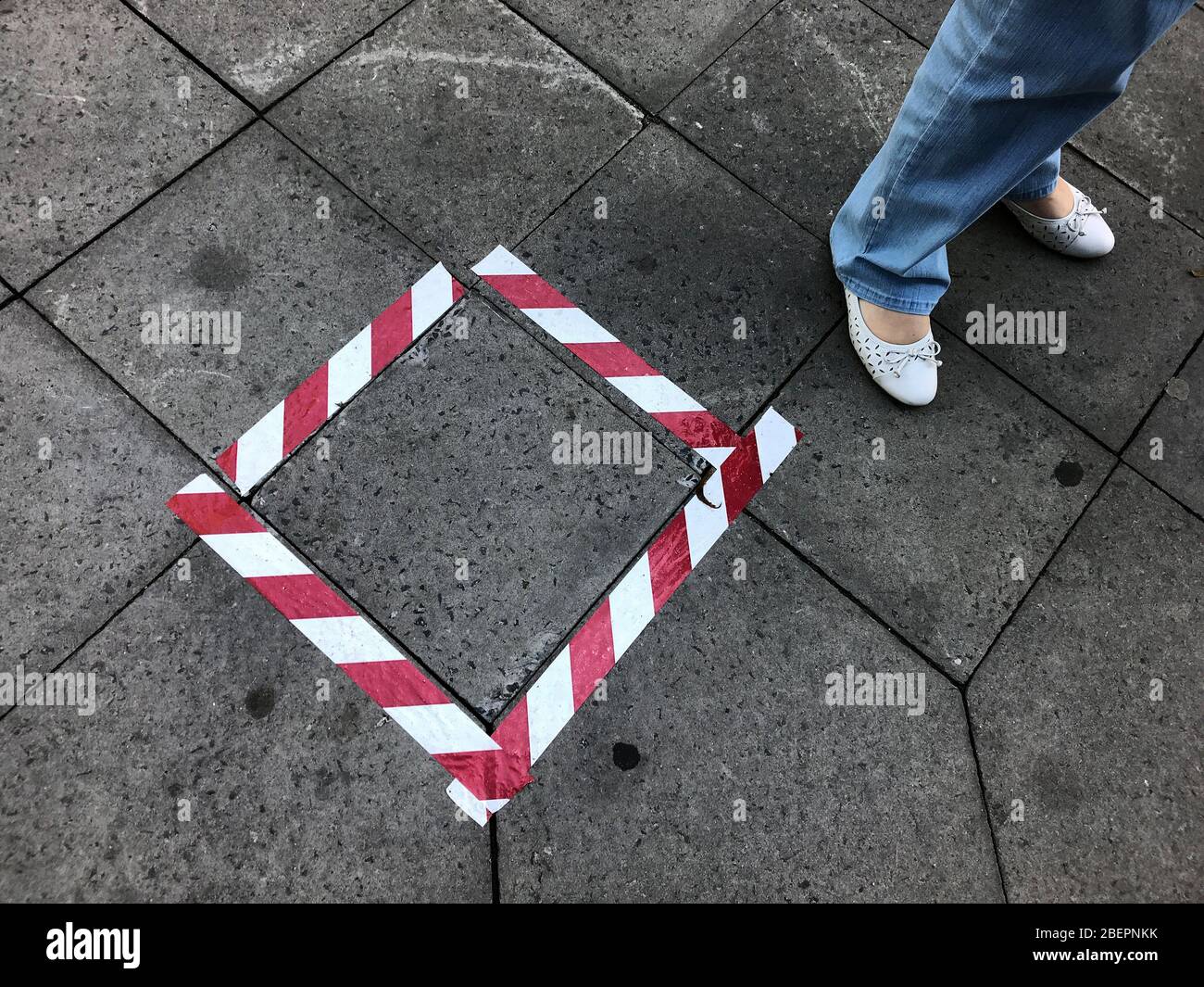 On June 7th, 2019, on a footpath in Berlin-withte, a loose stone slab ...