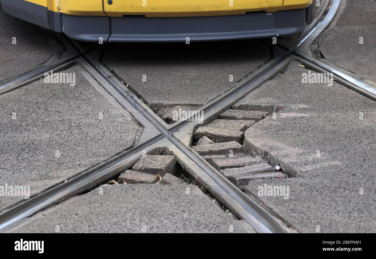 Broken tram tracks hi-res stock photography and images - Alamy