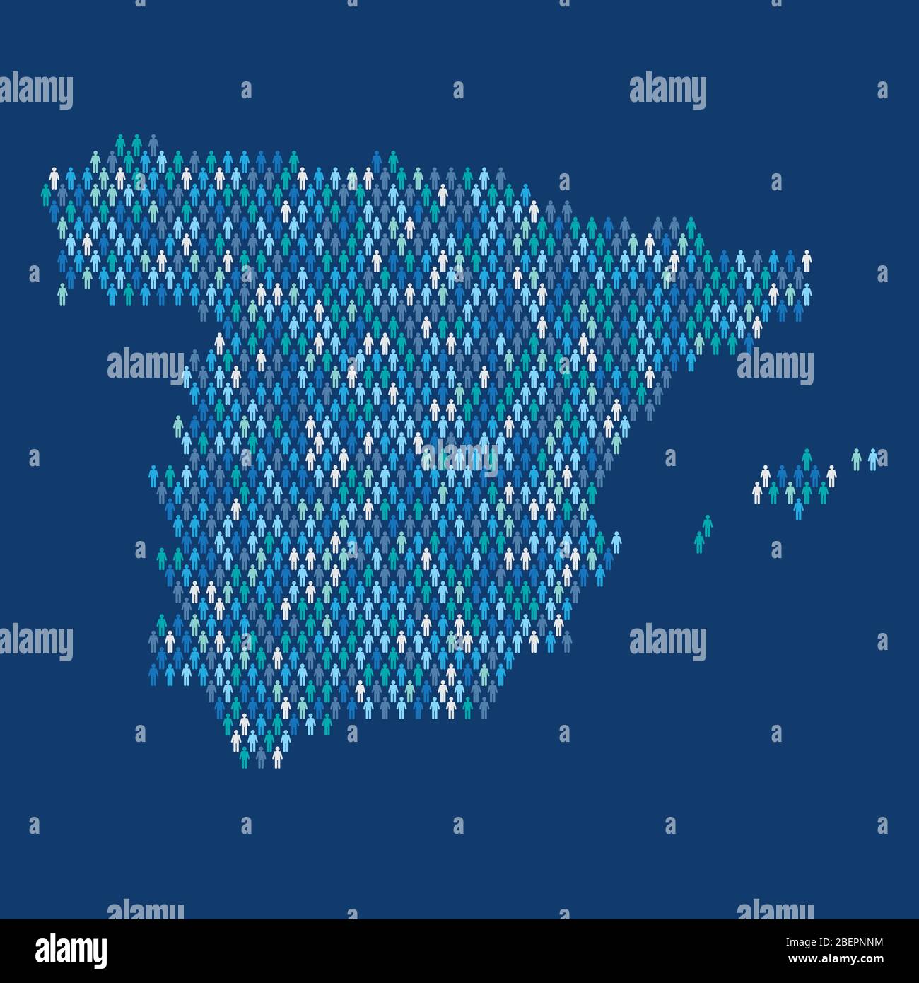 Spain population infographic. Map made from stick figure people Stock ...