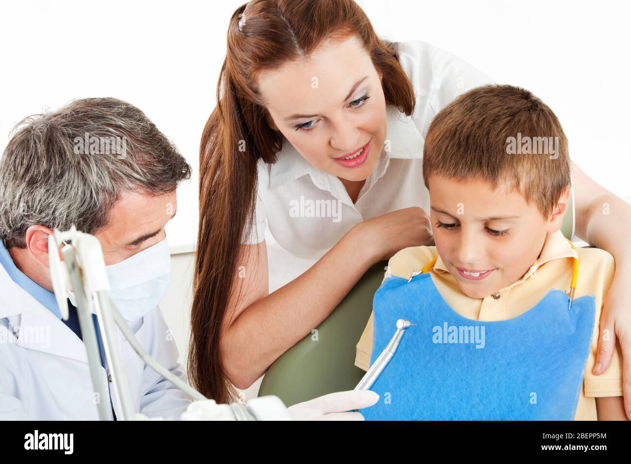 Boy is afraid of the drill at the dentist Stock Photo - Alamy