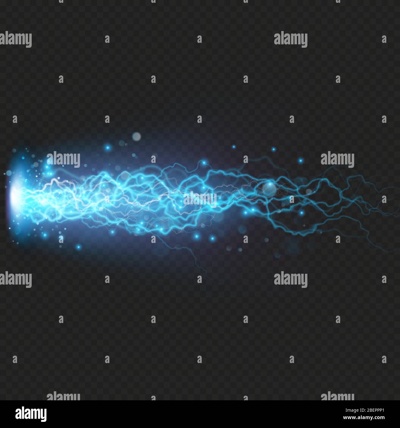 Lightning flash discharge of electricity on transparent background ...