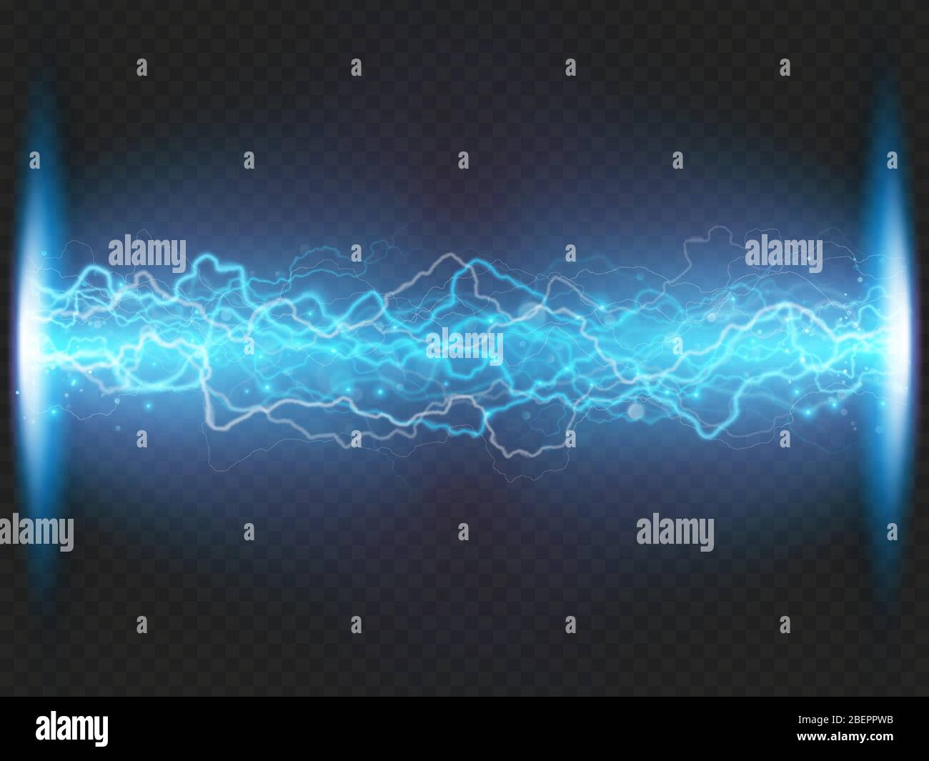 Lightning flash discharge of electricity on transparent background ...