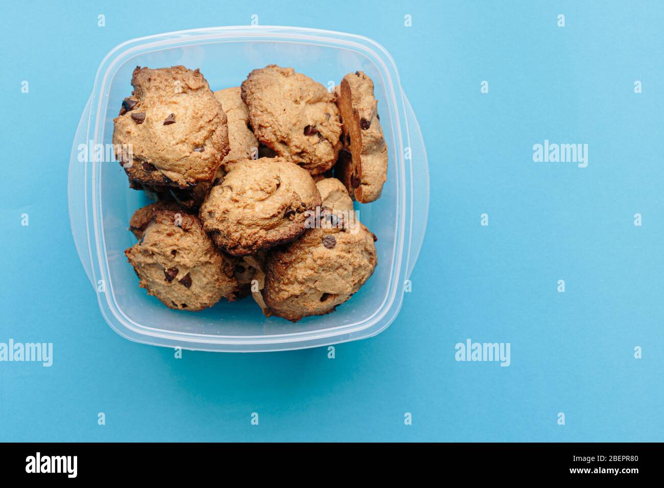 Homemade chocolate cookies biscuits on a plastic vase isolated on a ...
