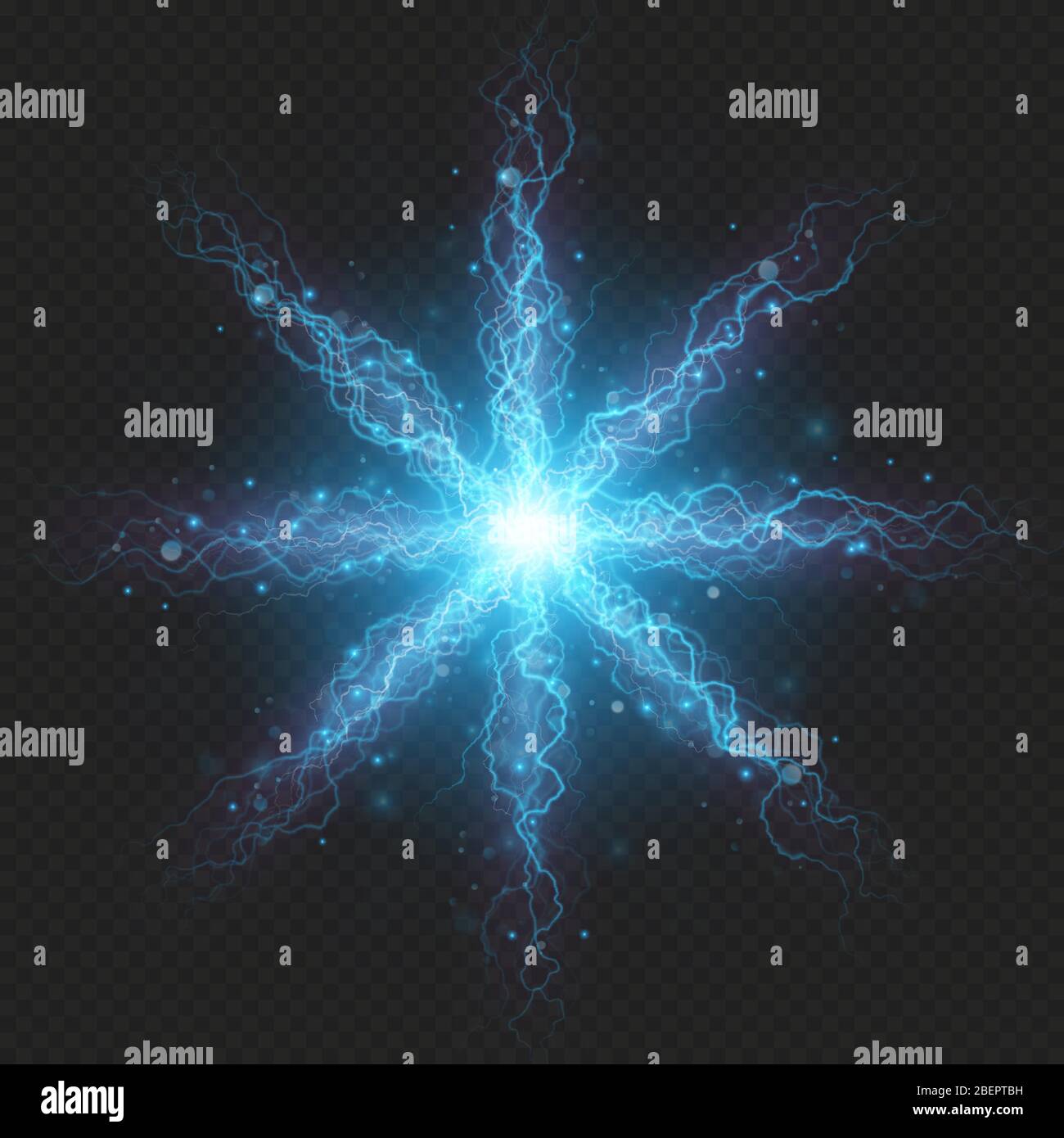 Lightning flash discharge of electricity on transparent background ...