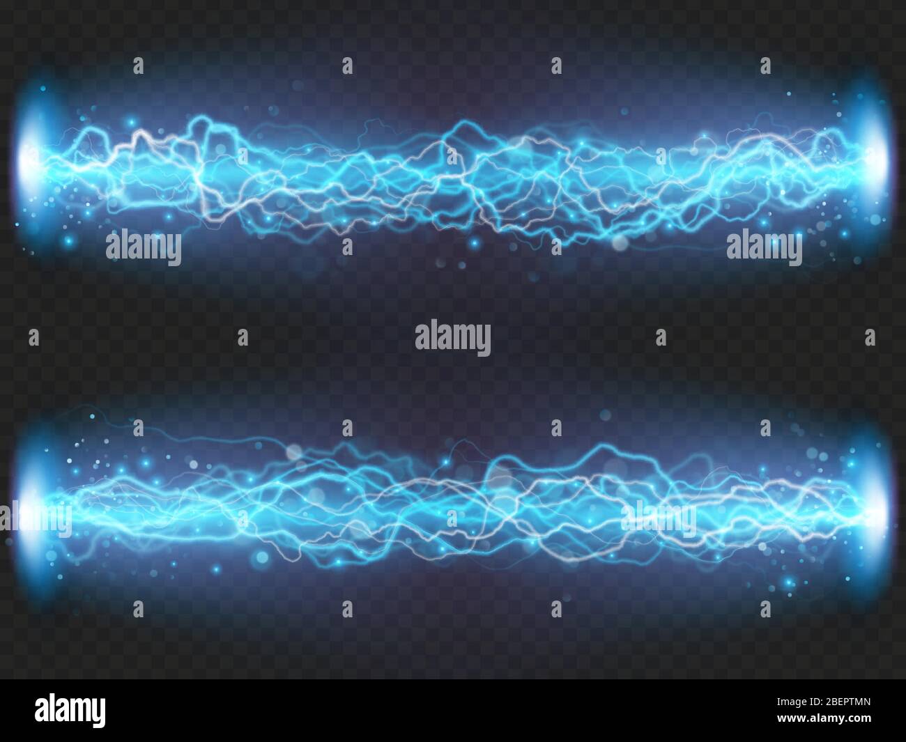 Lightning flash discharge of electricity on transparent background ...