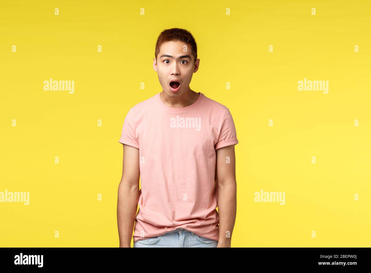 People, different emotions and lifestyle concept. Portrait of astounded ...