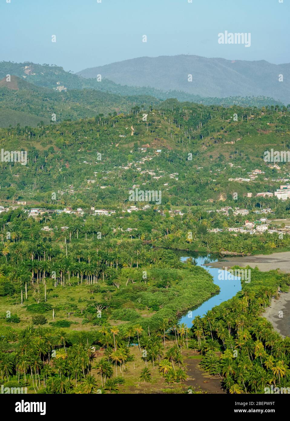 River Miel, elevated view, Baracoa, Guantanamo Province, Cuba Stock ...