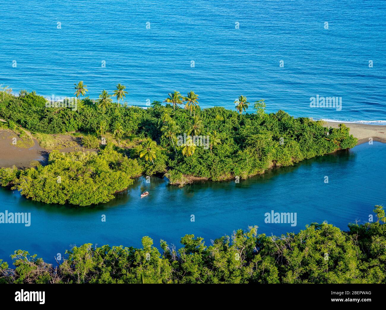 River Miel, elevated view, Baracoa, Guantanamo Province, Cuba Stock ...