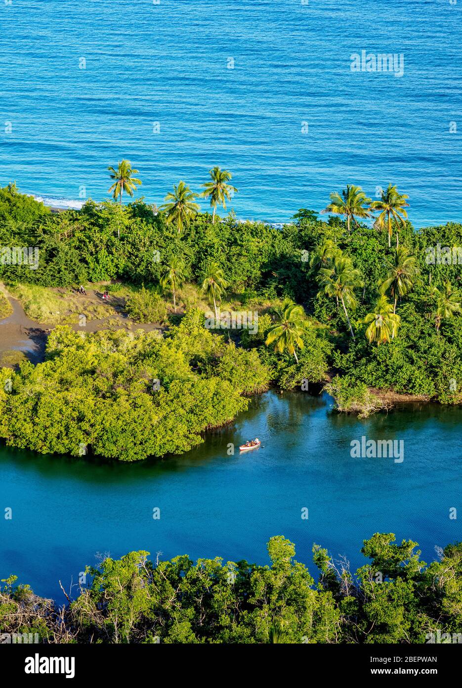 River Miel, elevated view, Baracoa, Guantanamo Province, Cuba Stock ...