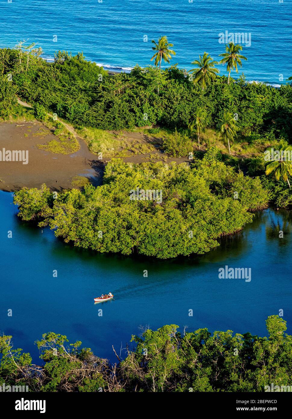 River Miel, elevated view, Baracoa, Guantanamo Province, Cuba Stock ...