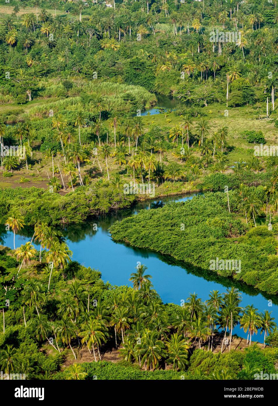 River Miel, elevated view, Baracoa, Guantanamo Province, Cuba Stock ...