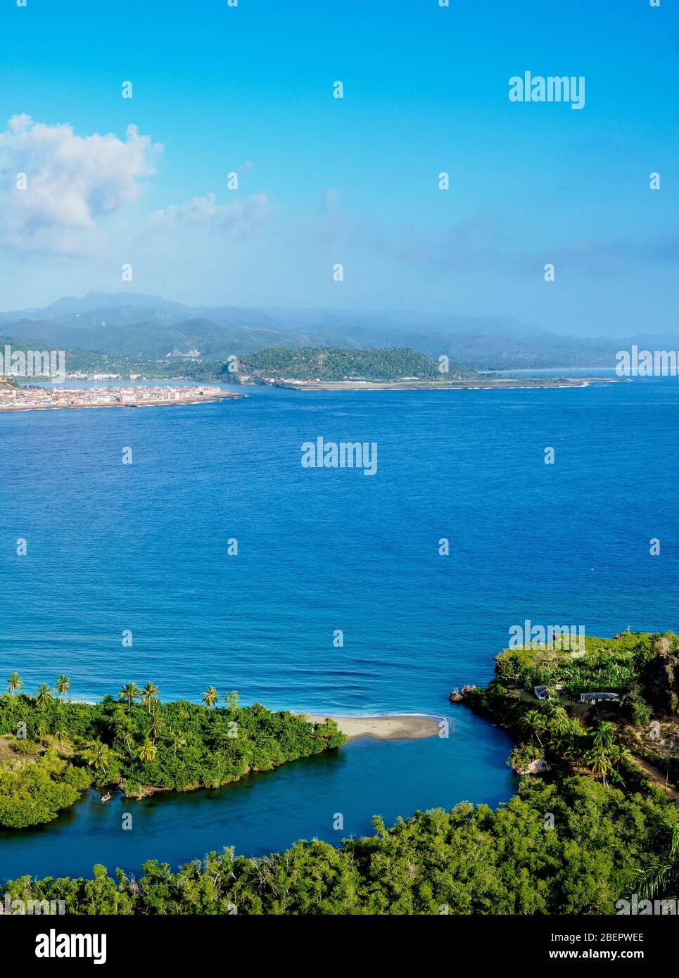River Miel, elevated view, Baracoa, Guantanamo Province, Cuba Stock ...
