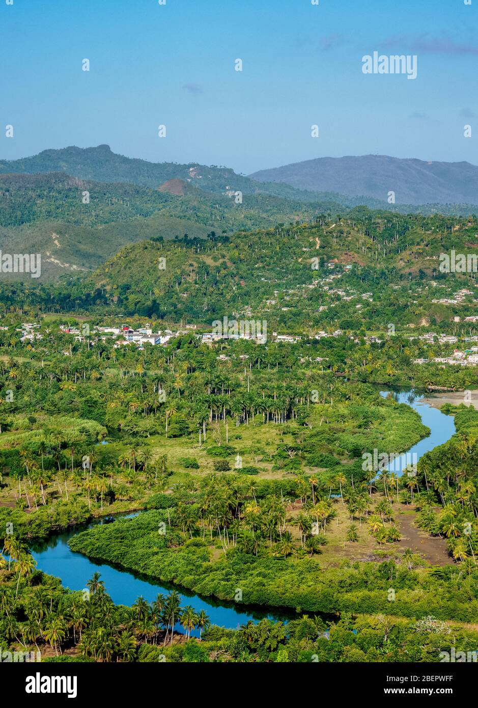 River Miel, elevated view, Baracoa, Guantanamo Province, Cuba Stock ...