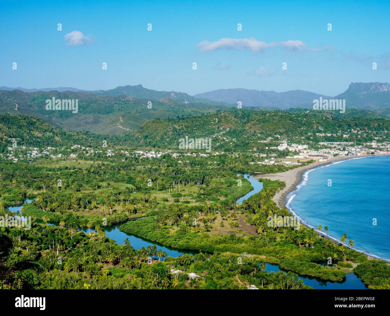 River Miel, elevated view, Baracoa, Guantanamo Province, Cuba Stock ...