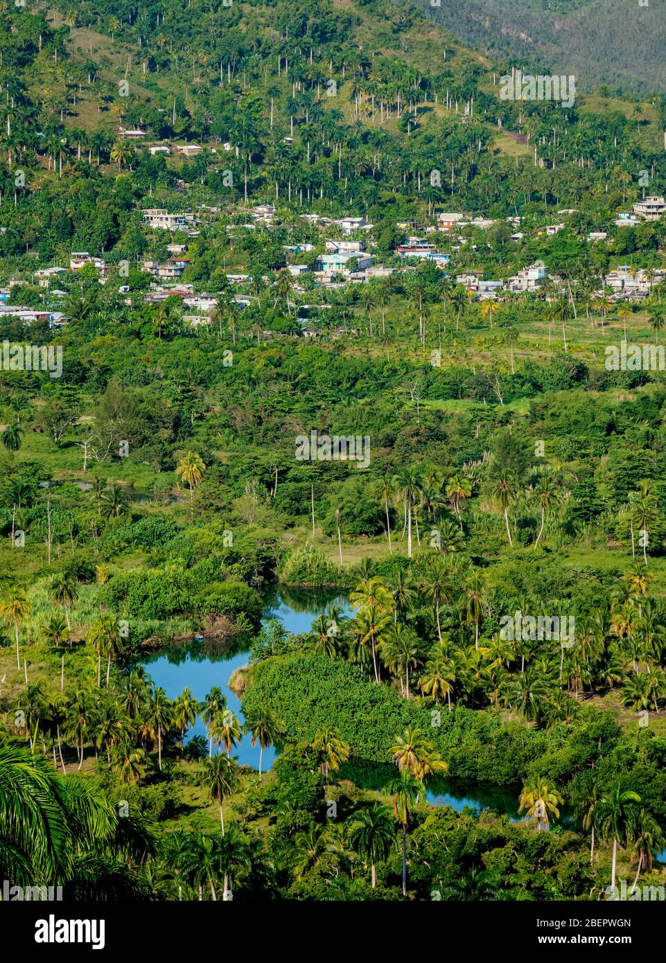 River Miel, elevated view, Baracoa, Guantanamo Province, Cuba Stock ...