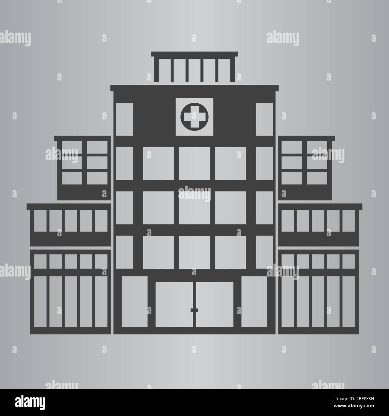 Hospital building icon or symbol. Windows are Isolated. Vector ...