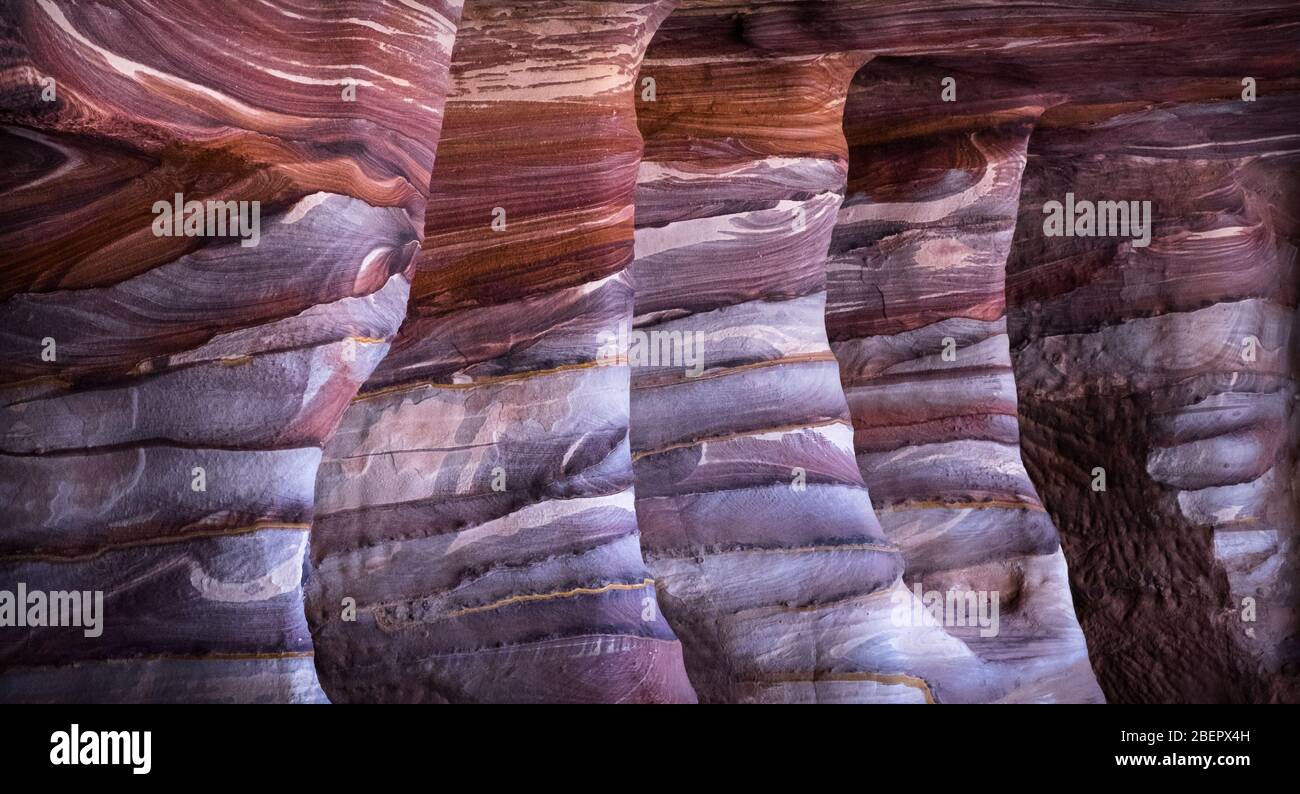 Colourful rock details at Petra, Jordan Stock Photo - Alamy