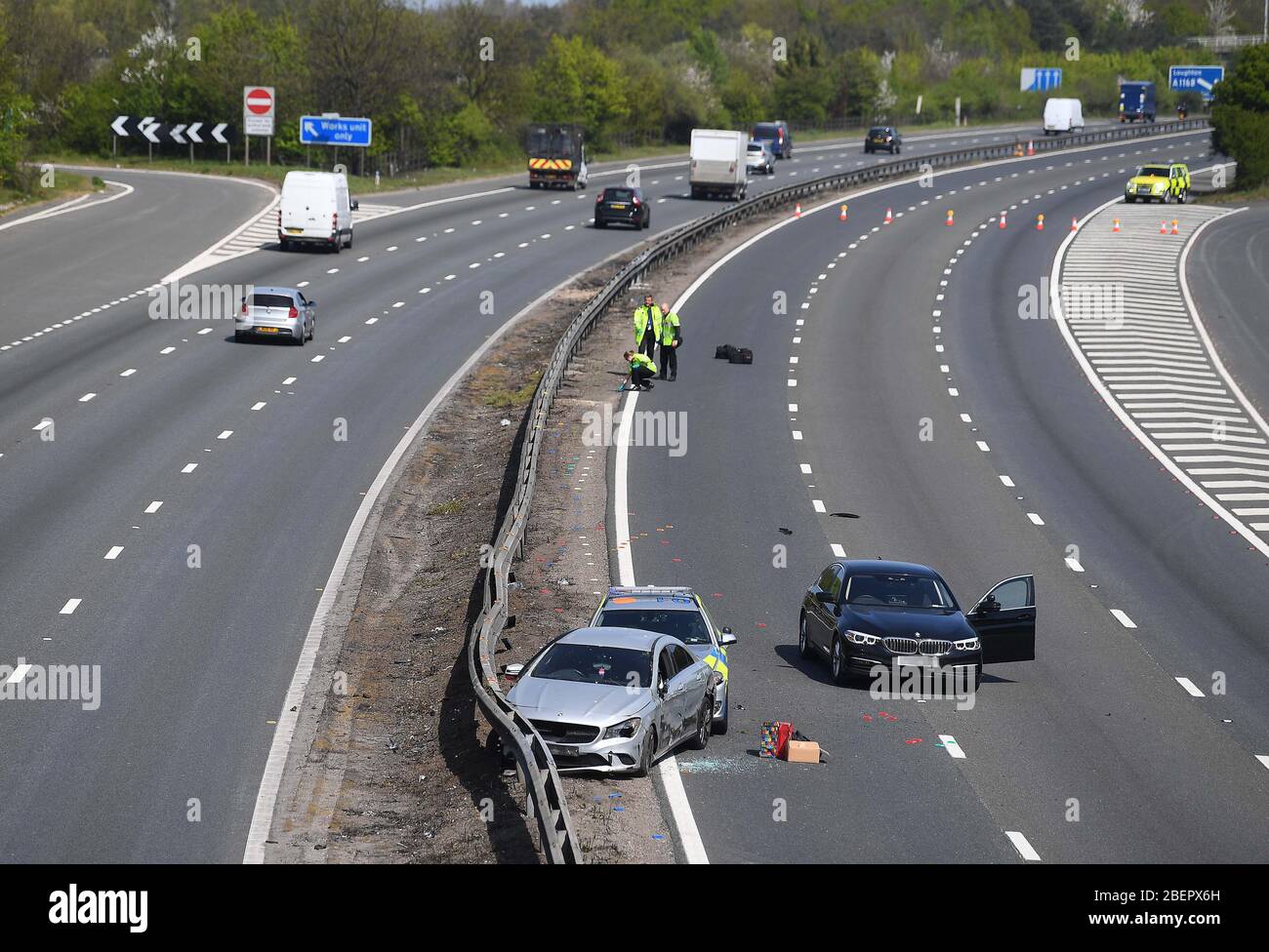 NUMBER PLATE PIXELATED BY PA PICTURE DESK The scene of a crash on the ...