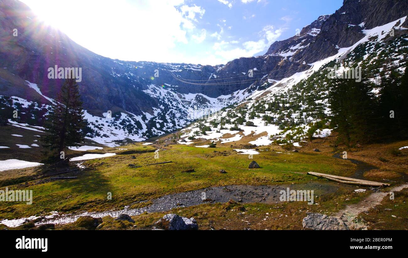 Bad Hindelang, Germany: The melting water runs down into the Ostrach ...