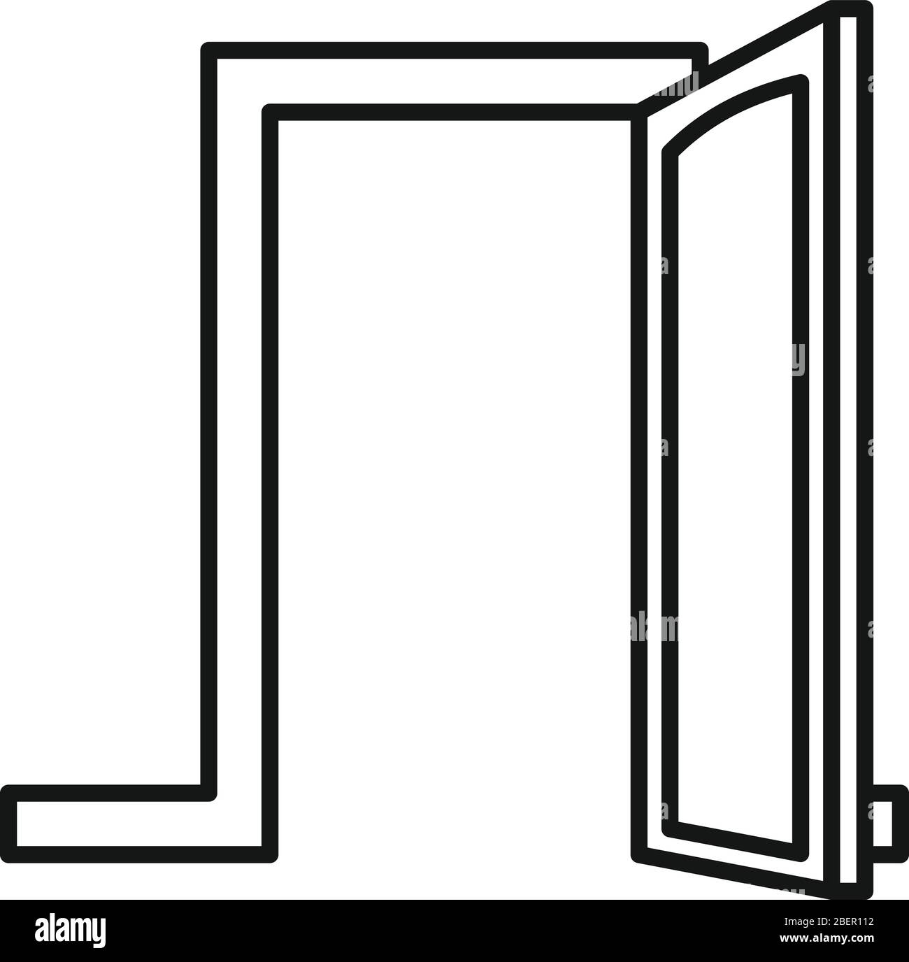 Open house door icon. Outline open house door vector icon for web ...