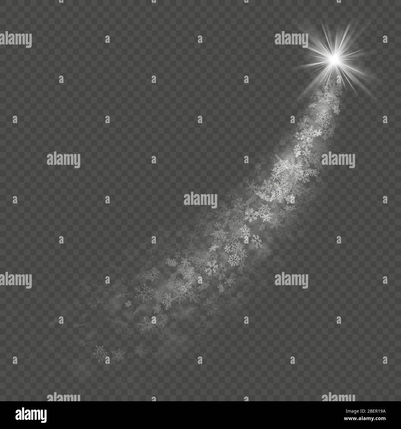 Light trace effect stars bursts with snowflakes isolated on transparent ...