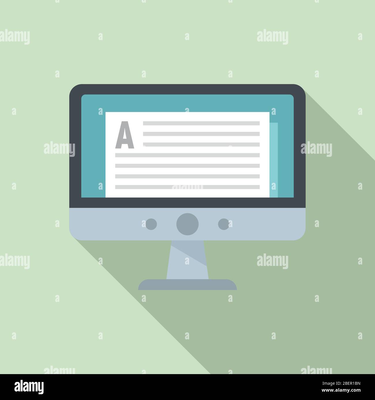 Online computer lesson icon. Flat illustration of online computer ...