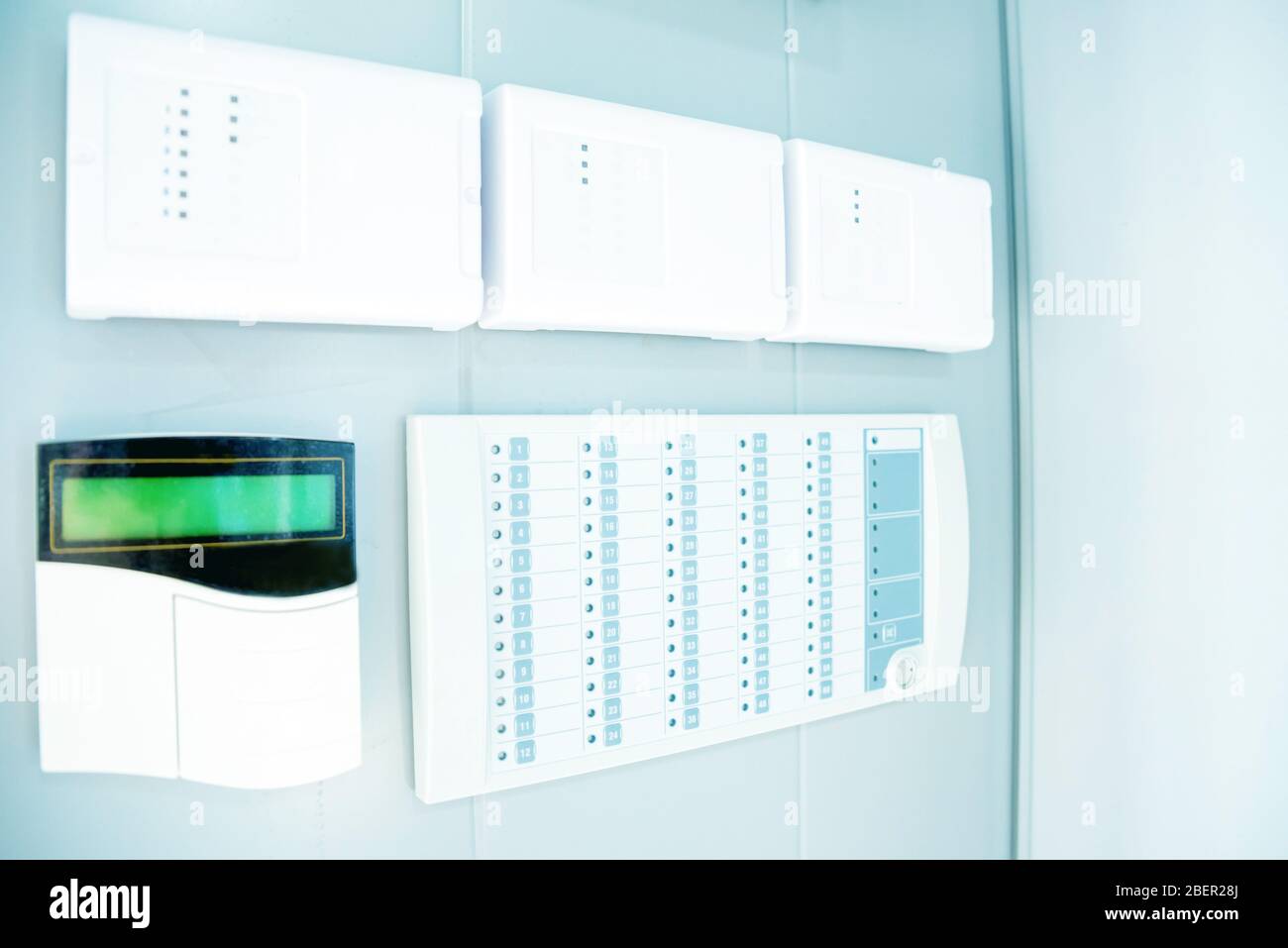 Control console of alarm security system and cctv in living house Stock ...