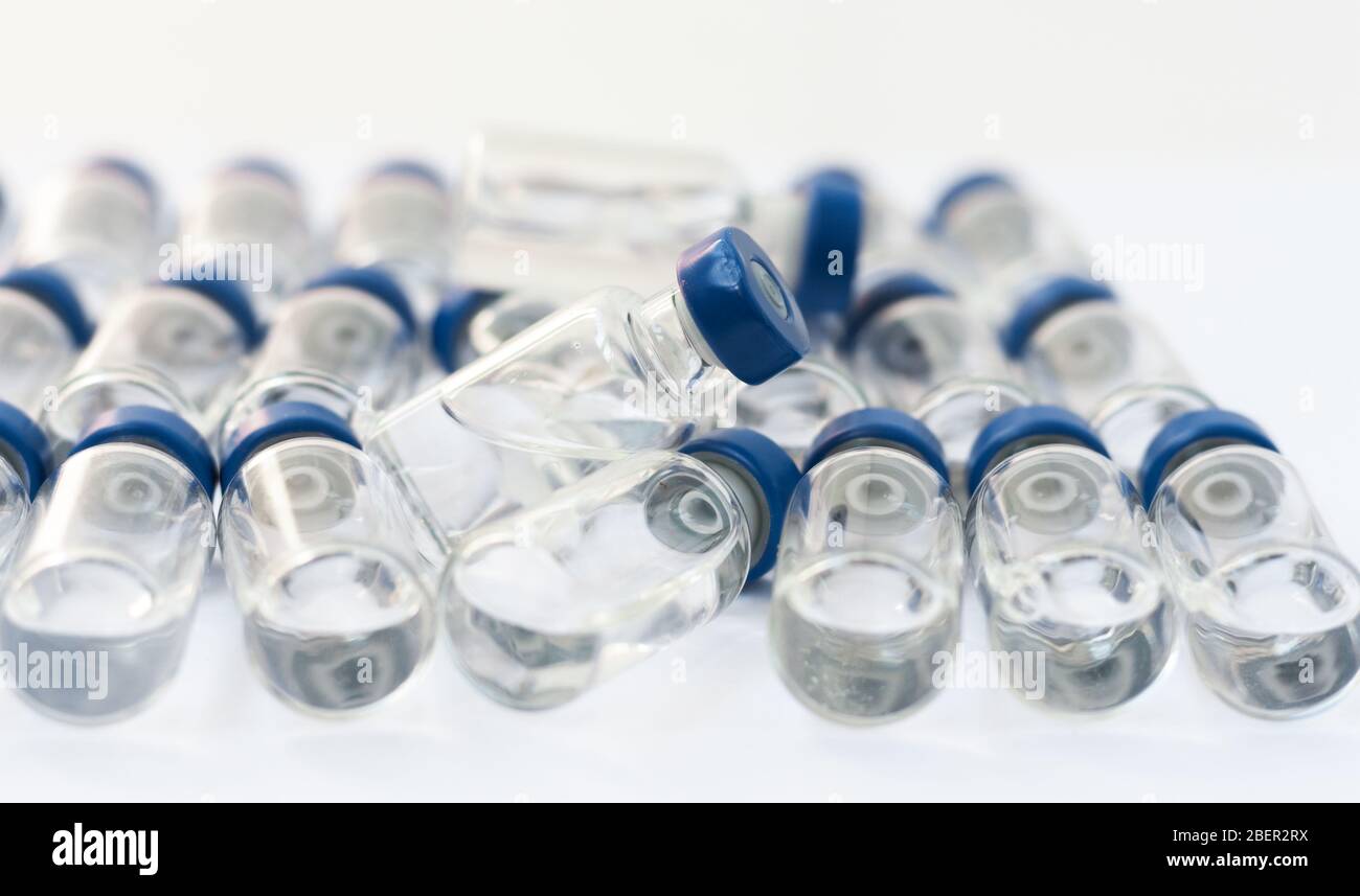 injection ampoules for vaccination on a white background, healthcare ...
