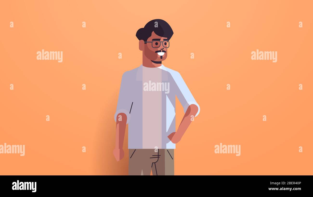 indian man with mustache and beard wearing t-shirt social concept ...