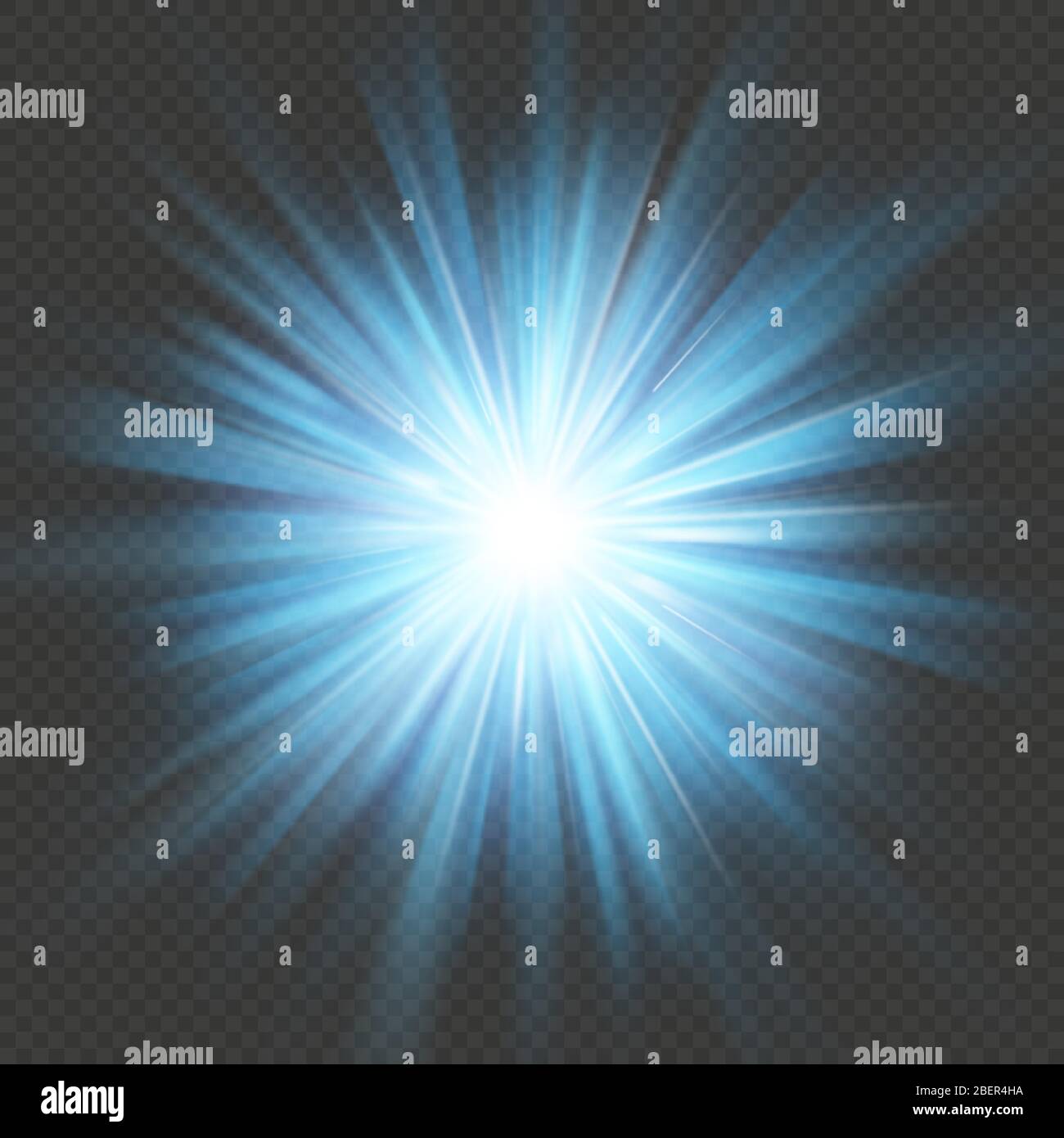 Blue glow star burst flare explosion light effect. Isolated on transparent background. EPS 10 ...