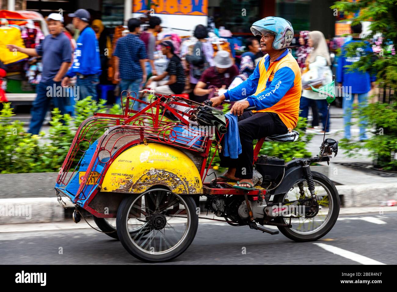 A Motorcycle Taxi, Malioboro Street, Yogyakarta, Indonesia Stock Photo ...