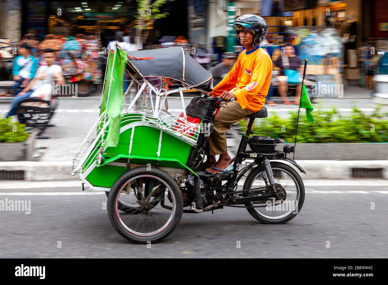 A Motorcycle Taxi, Malioboro Street, Yogyakarta, Indonesia Stock Photo ...