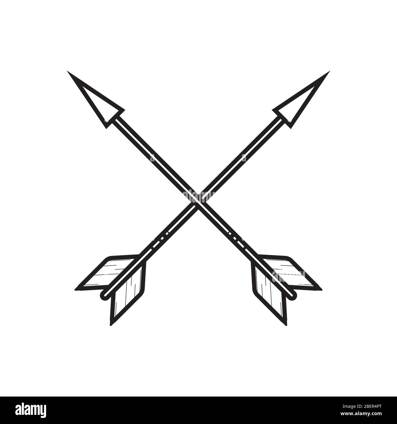 Crossed bow Arrows outline icon on white background. Vector ...