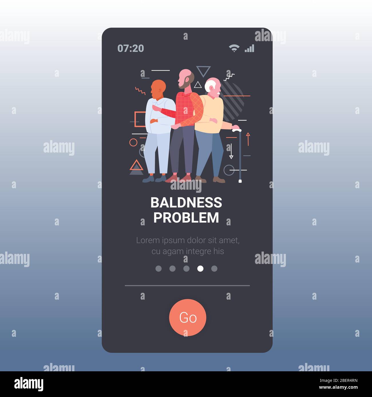 men with bald head standing together hair loss baldness problem concept ...