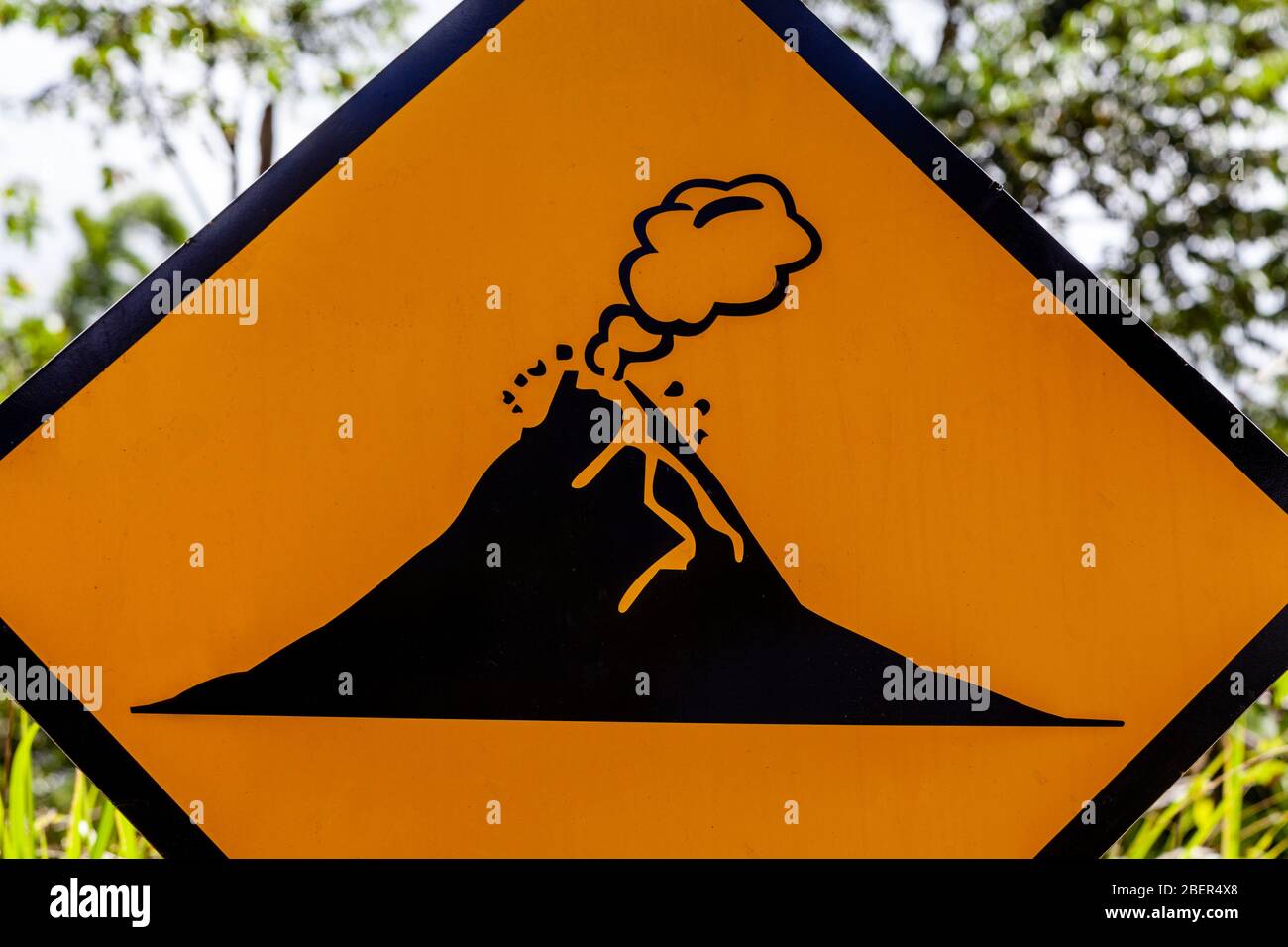 A Volcano Warning Sign, Mt Merapi, Yogyakarta, Indonesia Stock Photo ...