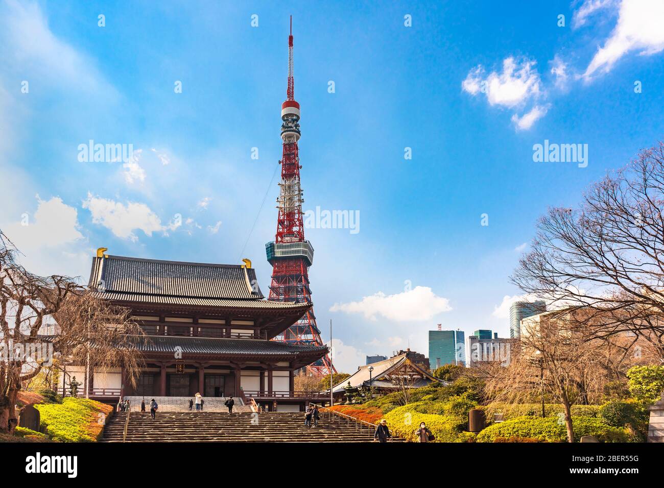 tokyo, japan - march 05 2020: Japanese zojoji temple which is the ...