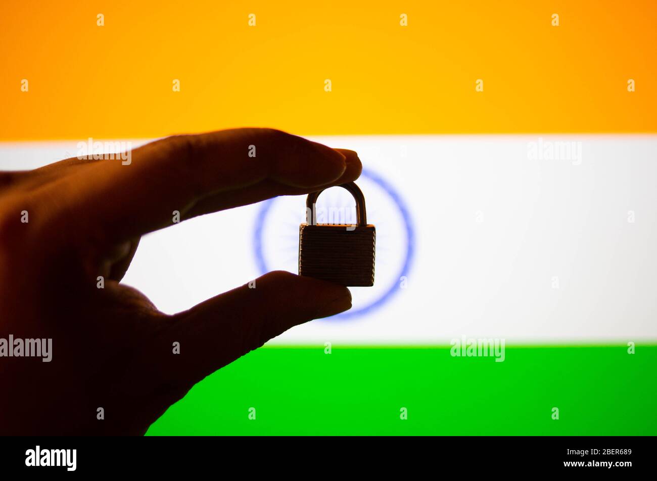 Indian flag with a lock in in front Stock Photo - Alamy