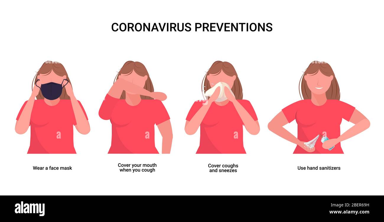 woman explain basic protective measures against coronavirus prevention ...