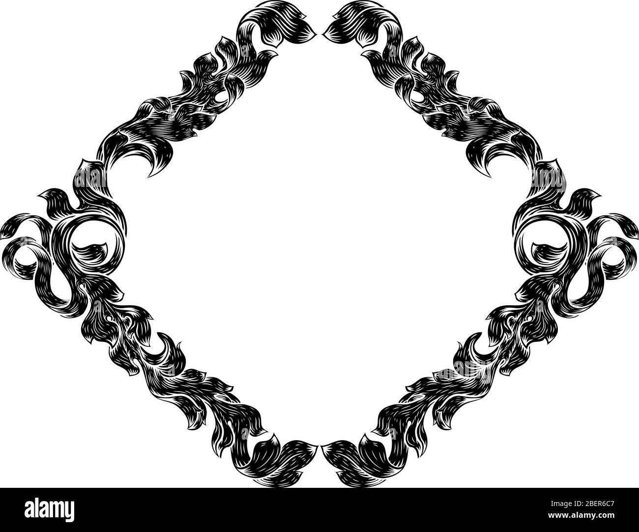 Filigree Heraldry Leaf Pattern Floral Border Frame Stock Vector Image ...