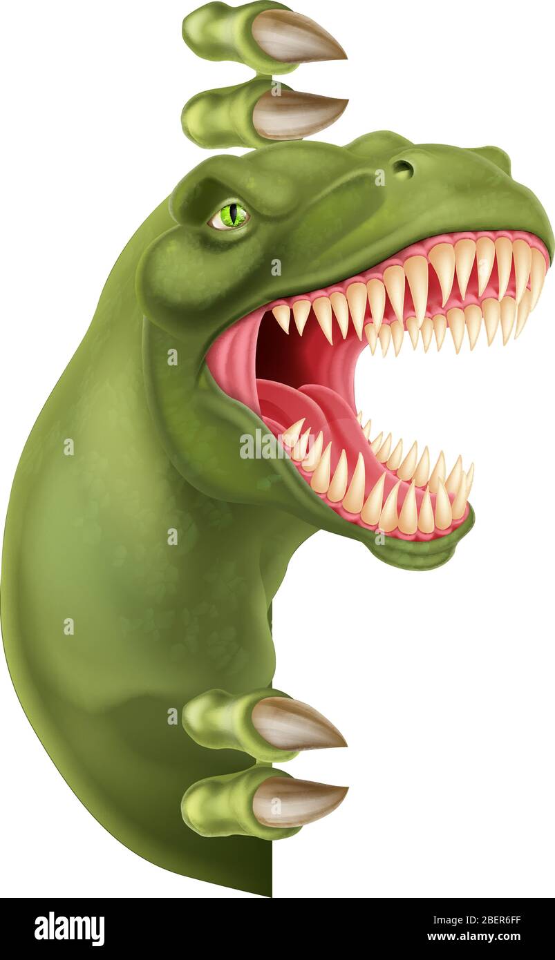 Dinosaur T Rex Peeking Around Sign Cartoon Stock Vector Image & Art - Alamy