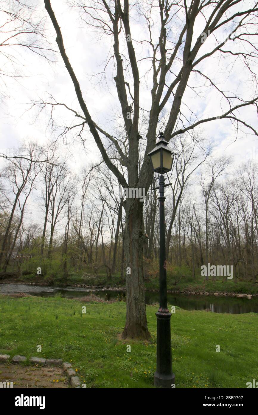 The lamp post is next to the path Stock Photo - Alamy