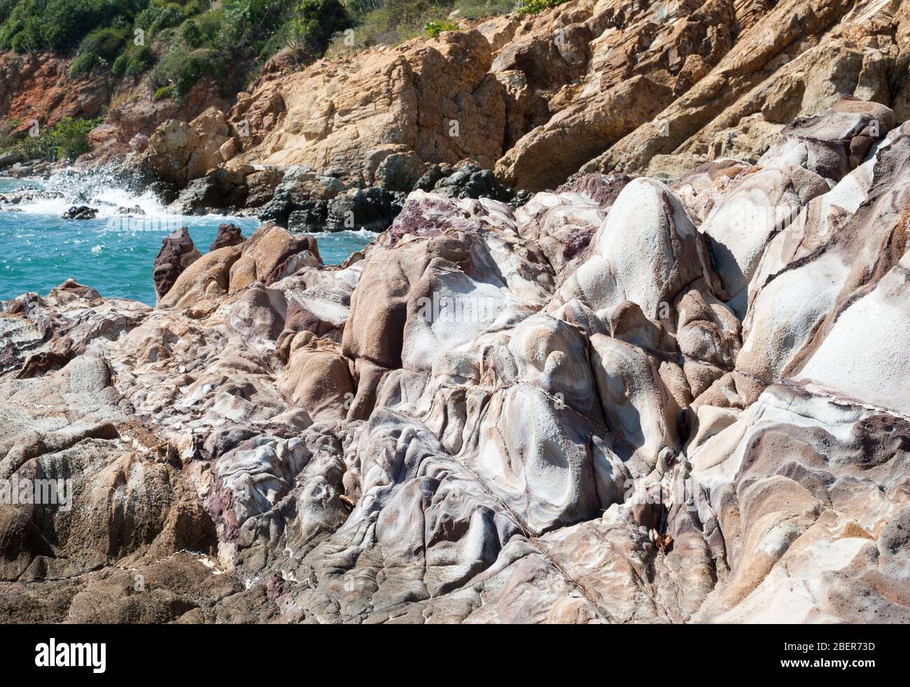 Eroded Red Point peninsula coastline on St. Thomas island (U.S. Virgin ...